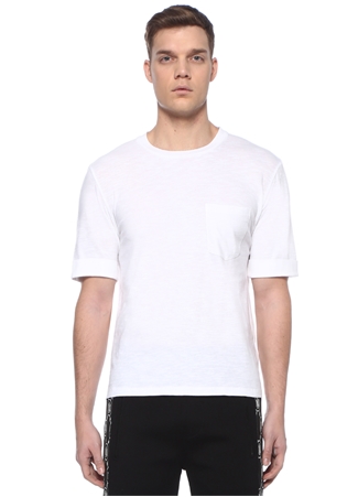 Neil Barrett Erkek Beyaz Cep Detaylı Basic T-shirt XS EU