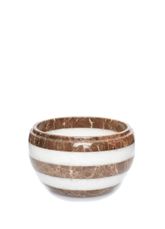 Accract Zebra Kahverengi Beyaz Mermer Dekoratif Kase Bej