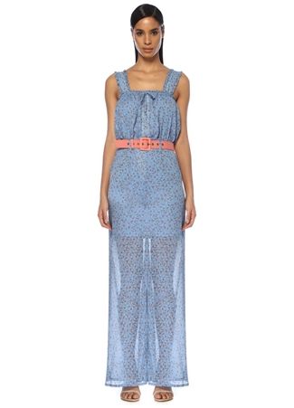 We Are Kindred Kadın Marseille Mavi Çiçekli Beli Kemerli Maksi Tulum Lacivert 6 AU