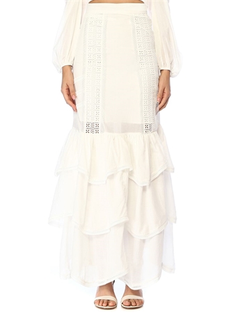 We Are Kindred Kadın Sorrento Beyaz Dantelli Volanlı Maksi Etek 8 AU