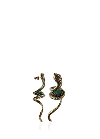 Alcozer & J Kadın Gold Yılan Formlu Sallantılı Küpe Altın Rengi EU