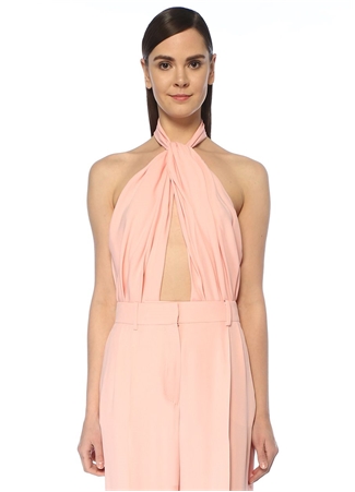 Sara Battaglia Kadın Pembe Drapeli Kesim Detaylı Body 42 IT