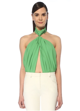 Sara Battaglia Kadın Yeşil Drapeli Kesim Detaylı Body 42 IT