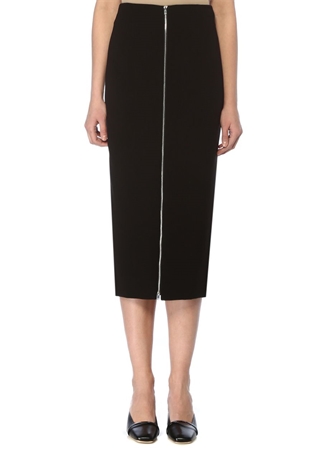 Theory Kadın Siyah Fermuar Detaylı Midi Krep Kalem Etek 0 US