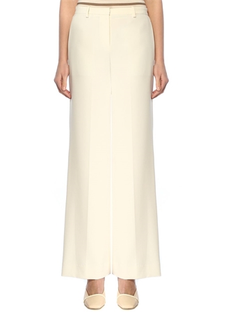 Theory Kadın Ekru Yüksek Bel Bol Paça Krep Pantolon Bej 0 US