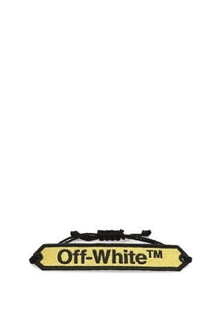 Off-White Kadın Sarı Siyah Logo Jakarlı Bileklik EU