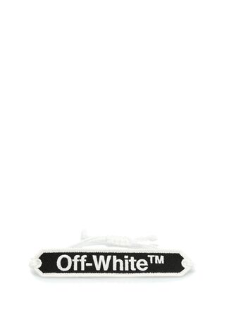 Off-White Kadın Siyah Beyaz Logo Jakarlı Bileklik EU