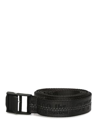 Off-White Kadın Beyaz Logo Jakarlı Dokulu Kemer Siyah EU