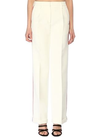 Off-white Kadın Beyaz Şeftali Biyeli Pilili Bol Kesim Pantolon 38 It