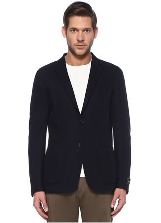 Z Zegna Erkek Drop 8 Lacivert Kelebek Yaka Örgü Dokulu Ceket 48 IT