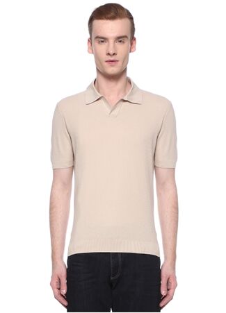 Zegna Erkek Bej Polo Yaka Dokulu Kısa Kollu Triko 52 IT