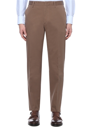 Zegna Erkek Bej Normal Bel Boru Paça Pantolon 54 IT