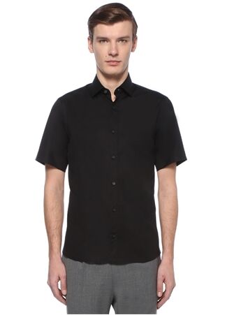 Z Zegna Erkek Siyah Polo Yaka Gömlek 39 IT