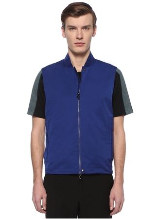 Z Zegna Erkek Mavi Dik Yaka Yelek L EU