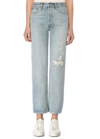 Re/Done Kadın 90s Loose Straight Yıpratmalı Jean Pantolon Mavi 27 US