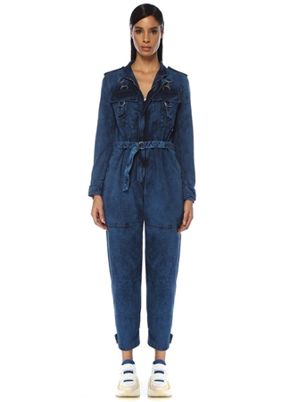 Stella McCartney Kadın Relaxed Fit Organik Pamuklu Denim Tulum Lacivert 40 IT