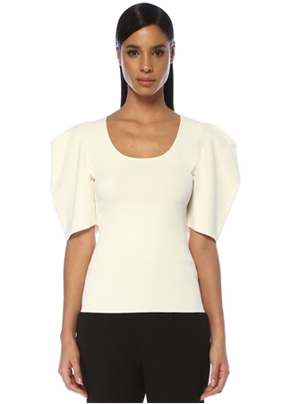 Stella McCartney Kadın Ekru U Yaka Karpuz Kol Triko Bej 42 IT