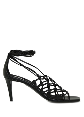 Stella McCartney Kadın Siyah File Dokulu Deri Sandalet 38 EU