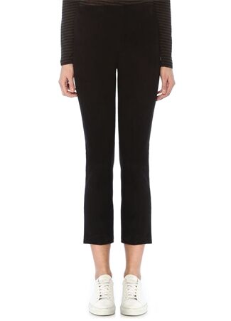 Vince Kadın Siyah Paçası Yırtmaç Detaylı Süet Pantolon XS EU