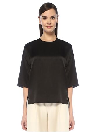 Vince Kadın Siyah Düşük Kol İpek Bluz XS EU
