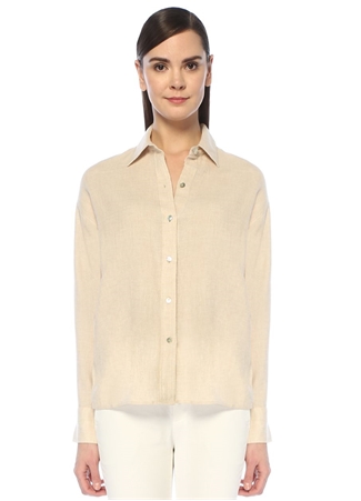 Vince Kadın Bej İngiliz Yaka Gömlek M EU
