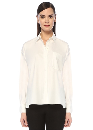 Vince Kadın Beyaz Cep Detaylı Yırtmaçlı Gömlek S EU