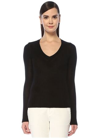 Vince Kadın Siyah V Yaka Yün Kazak Yeşil L EU