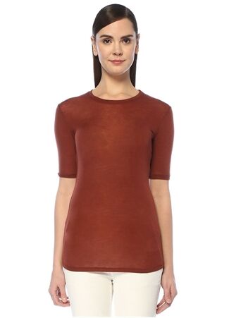 Vince Kadın Bordo Bisiklet Yaka Yün T-shirt XS EU