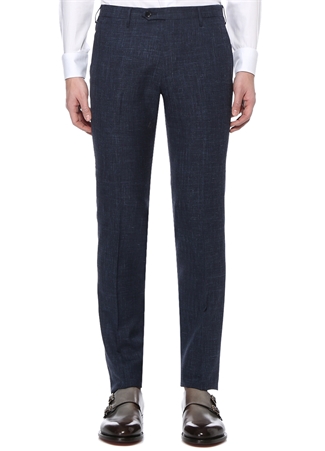 Rota Erkek Lacivert Normal Bel Silik Çizgili Yün Pantolon 48 IT