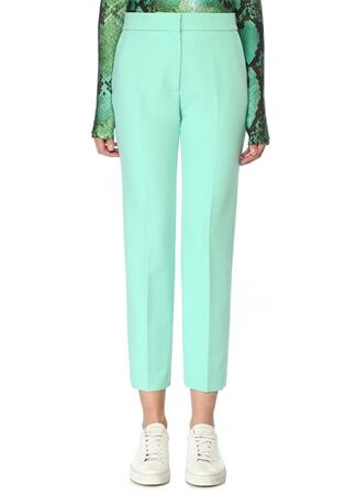 Msgm Kadın Slim Fit Yeşil Krep Pantolon 38 IT