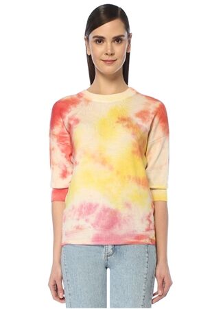 Msgm Kadın Batik Desenli Düşük Kol Yün Triko Kırmızı M EU