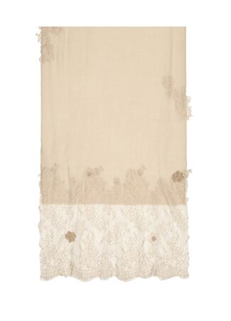 Beymen Collection Kadın Bej Dantelli Yün Şal EU