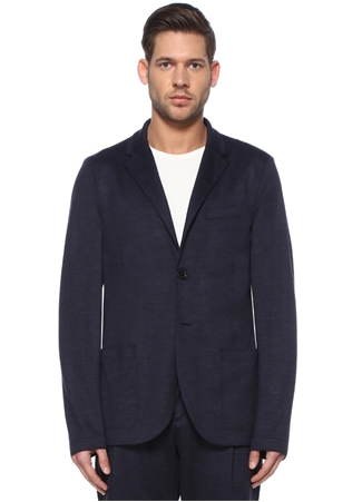 Harris Wharf London Erkek Lacivert Kelebek Yaka Mikro Kareli Yün Ceket 48 IT