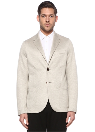 Harris Wharf London Erkek Bej Kelebek Yaka Örgü Dokulu Yün Ceket 54 IT