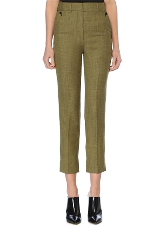 Petar Petrov Kadın Hernan Siyah Yeşil Kazayağı Desenli Yün Pantolon 38 IT