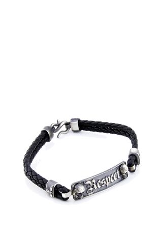 Kayra Khan Erkek Respect Siyah Slogan Detaylı Gümüş Rengi Bileklik Gri L EU Kayra Khan Erkek Respect Siyah Slogan Detaylı Gümüş Rengi Bileklik Gri L EU