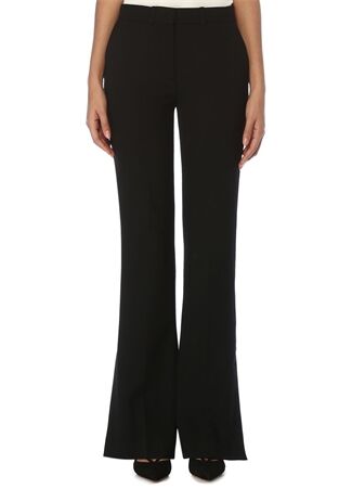 Victoria by Beckham Kadın Siyah Yüksek Bel Yırtmaçlı Bol Paça Pantolon 2 US