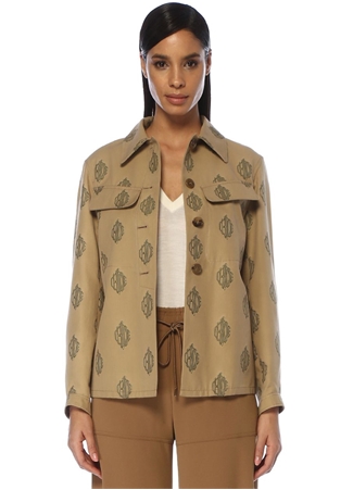 Chloe Kadın Bej Mikro Logo Baskılı Ceket 38 IT