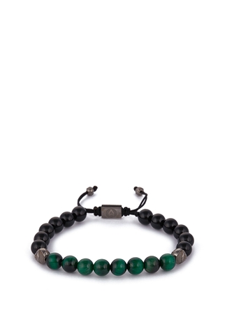 AtolyeWolf Erkek Yeşil Kaplan gözlü Gümüş Rengi Bileklik EU