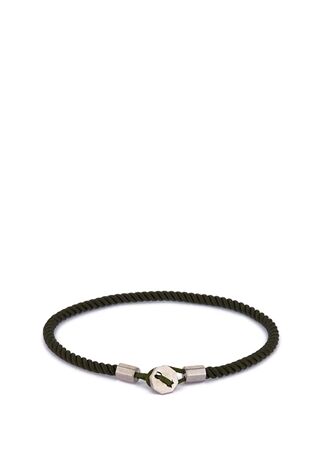 AtolyeWolf Erkek Yeşil Gümüş Rengi Detaylı İp Bileklik EU