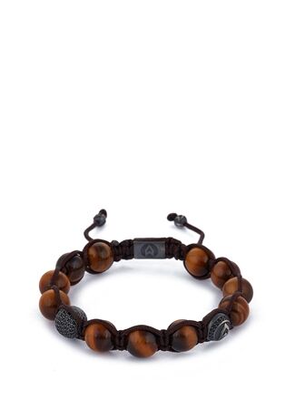 AtolyeWolf Erkek On Shamballa Kahverengi Boncuklu Bileklik EU