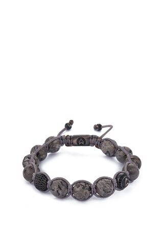 AtolyeWolf Erkek On Shamballa Gri Boncuklu Bileklik EU