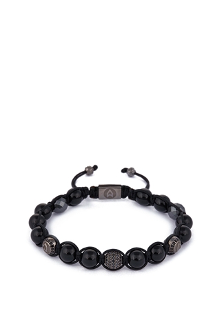 AtolyeWolf Erkek Parlak Shamballa Gümüş Rengi Bileklik Siyah EU AtolyeWolf Erkek Parlak Shamballa Gümüş Rengi Bileklik Siyah EU