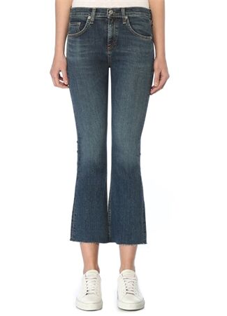 Rag&Bone Kadın Paz Yüksek Bel Crop Flare Jean Pantolon Lacivert 23 US