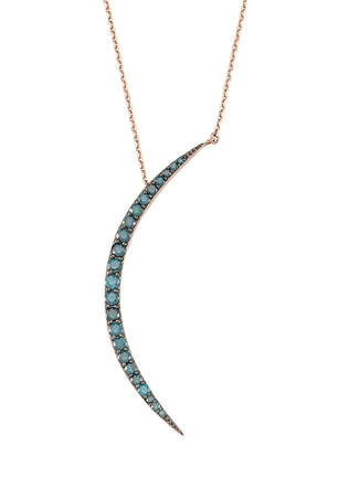 Bee Goddess Kadın Crescent Mavi Pırlantalı Altın Rengi Kolye Pembe EU Bee Goddess Kadın Crescent Mavi Pırlantalı Altın Rengi Kolye Pembe EU