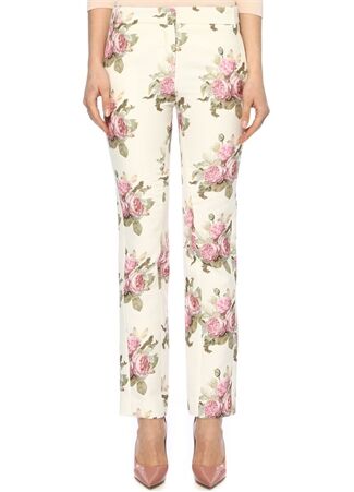 Paco Rabanne Kadın Beyaz Gül Desenli Pantolon 36 FR
