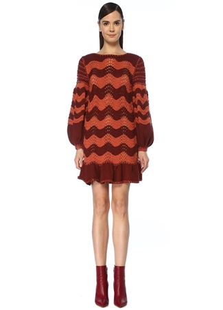 Ulla Johnson Kadın Fiorella Bordo Balon Kol Mini Triko Elbise S EU