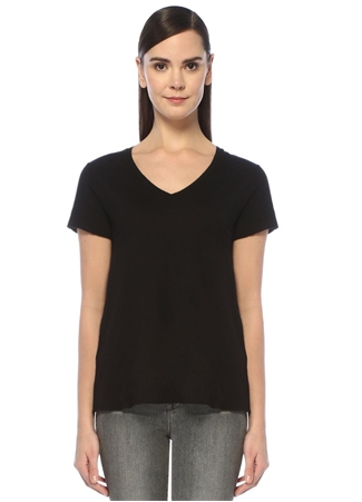 American Vintage Kadın Jacksonville Siyah V Yaka Basic T-shirt S EU