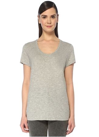 American Vintage Kadın Jacksonville Gri U Yaka T-shirt S EU