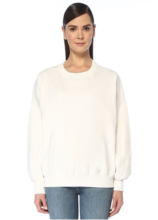 American Vintage Kadın Wititi Beyaz Düşük Kol Sweatshirt EU